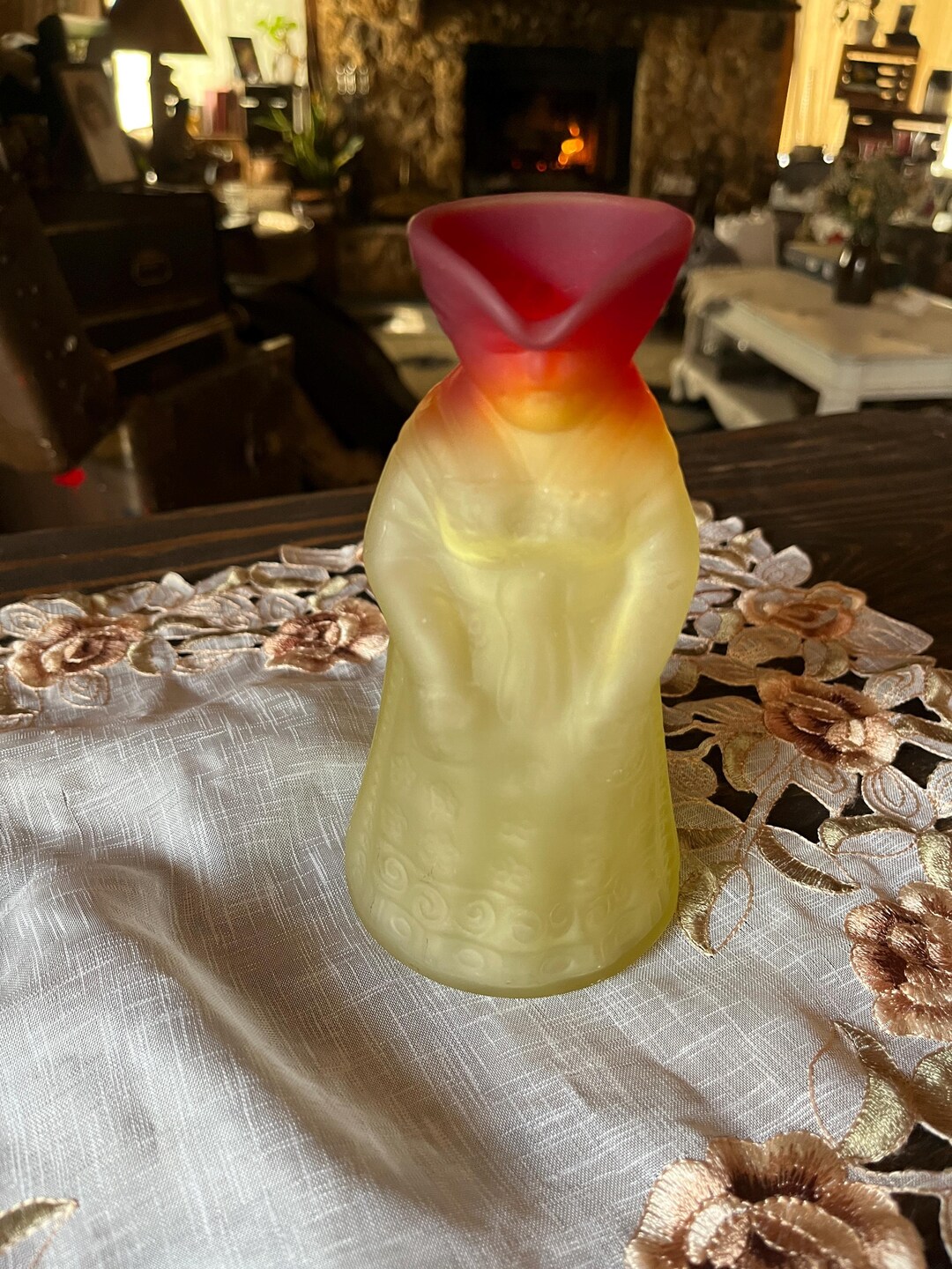 Vintage Amberina Satin Glass Colonial / Pilgram Woman Syrup Pitcher - Etsy