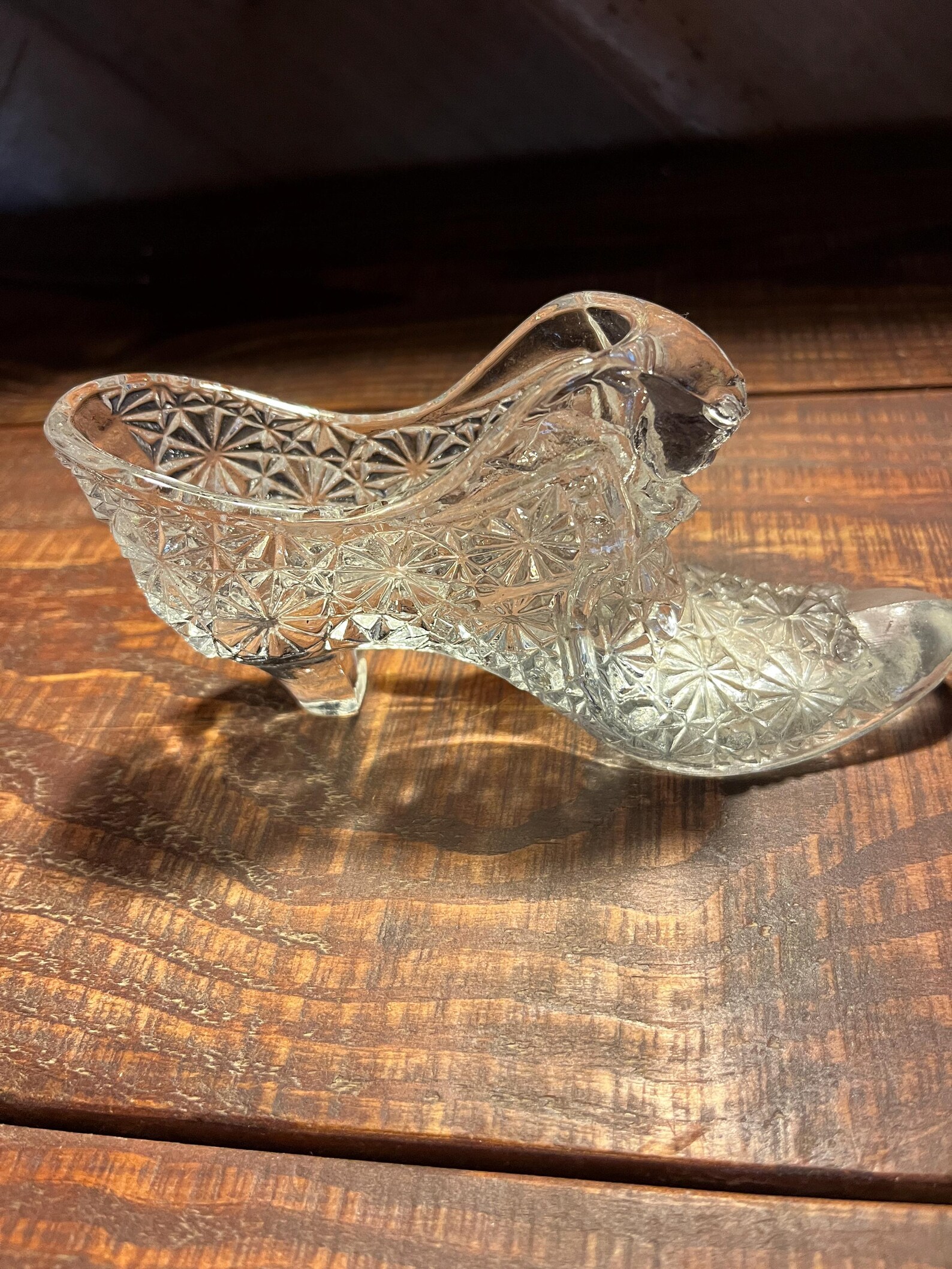 Vintage Fenton Clear Glass Slipper Trinket Holder - Etsy