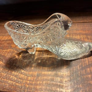 Vintage Fenton Clear Glass Slipper Trinket Holder - Etsy
