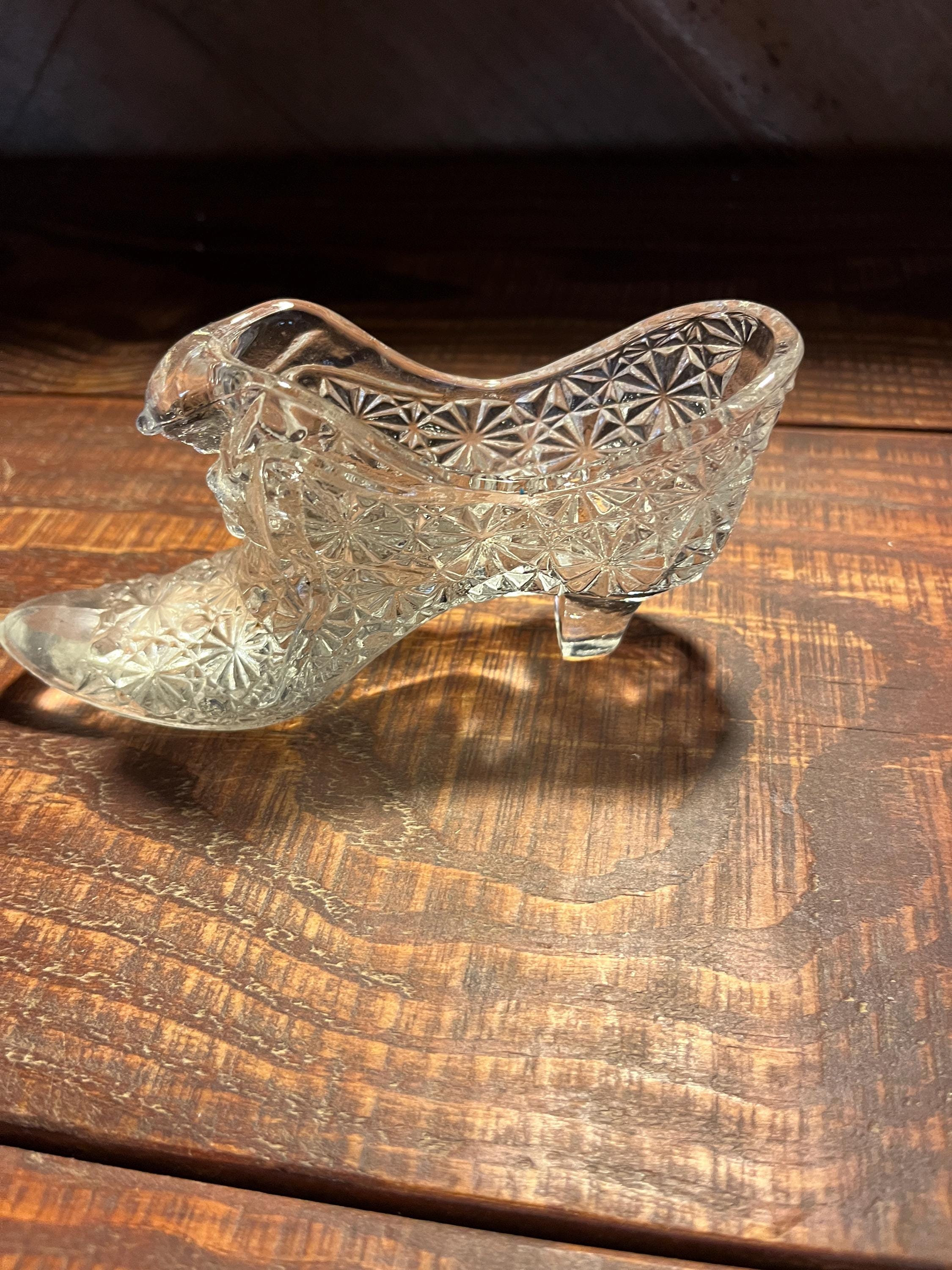 Vintage Fenton Clear Glass Slipper Trinket Holder - Etsy