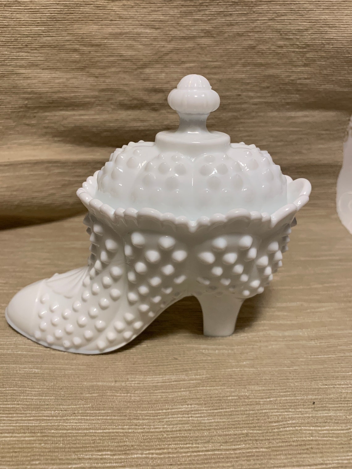 Vintage Milk Glass Fenton Hobnail Shoe Candy Dish With Lid - Etsy