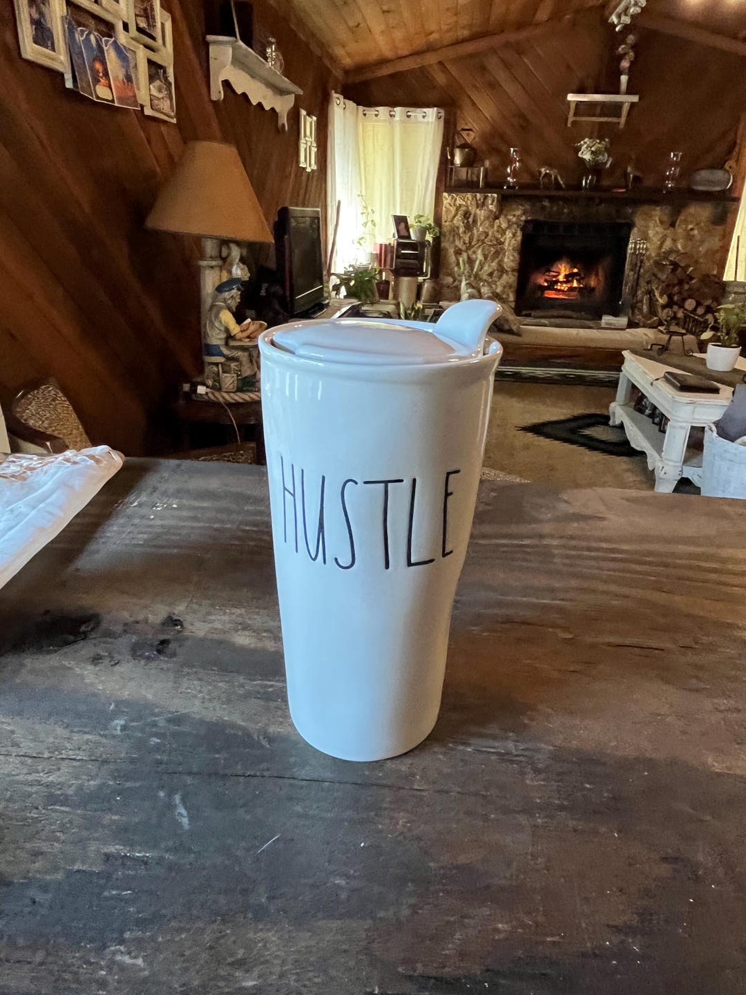 Discontinued Authentic Rae Dunn 'hustle' Travel Mug W/ Lid - Etsy