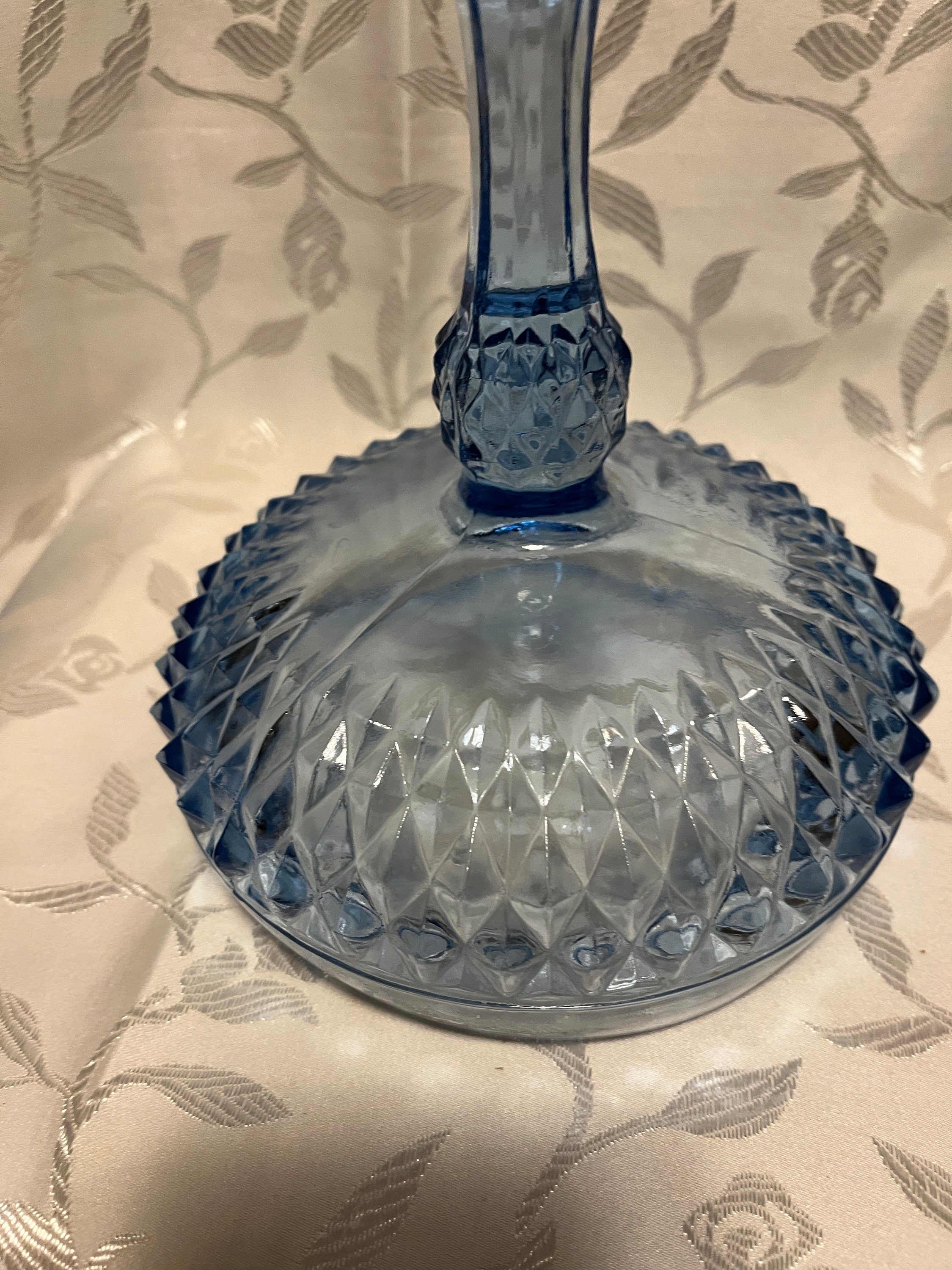 Vintage Blue Indiana Glass Diamond Cut Compote Pedestal Candy Dish - Etsy