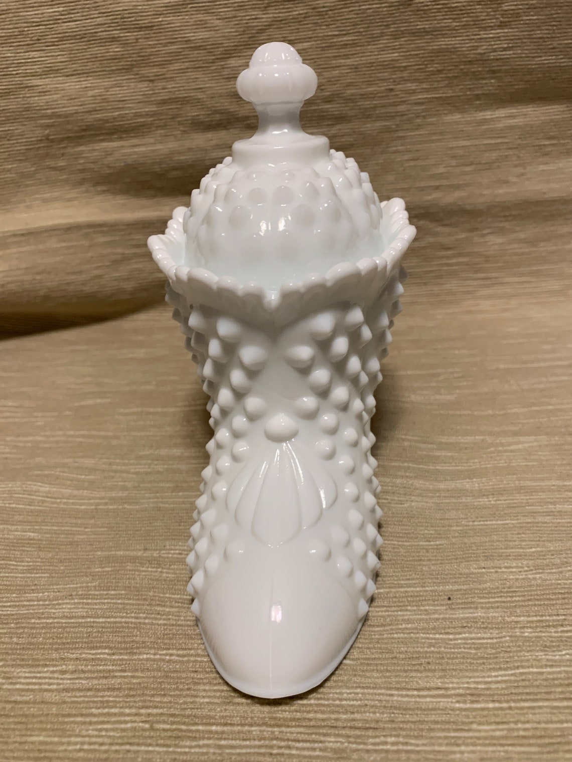 Vintage Milk Glass Fenton Hobnail Shoe Candy Dish With Lid - Etsy