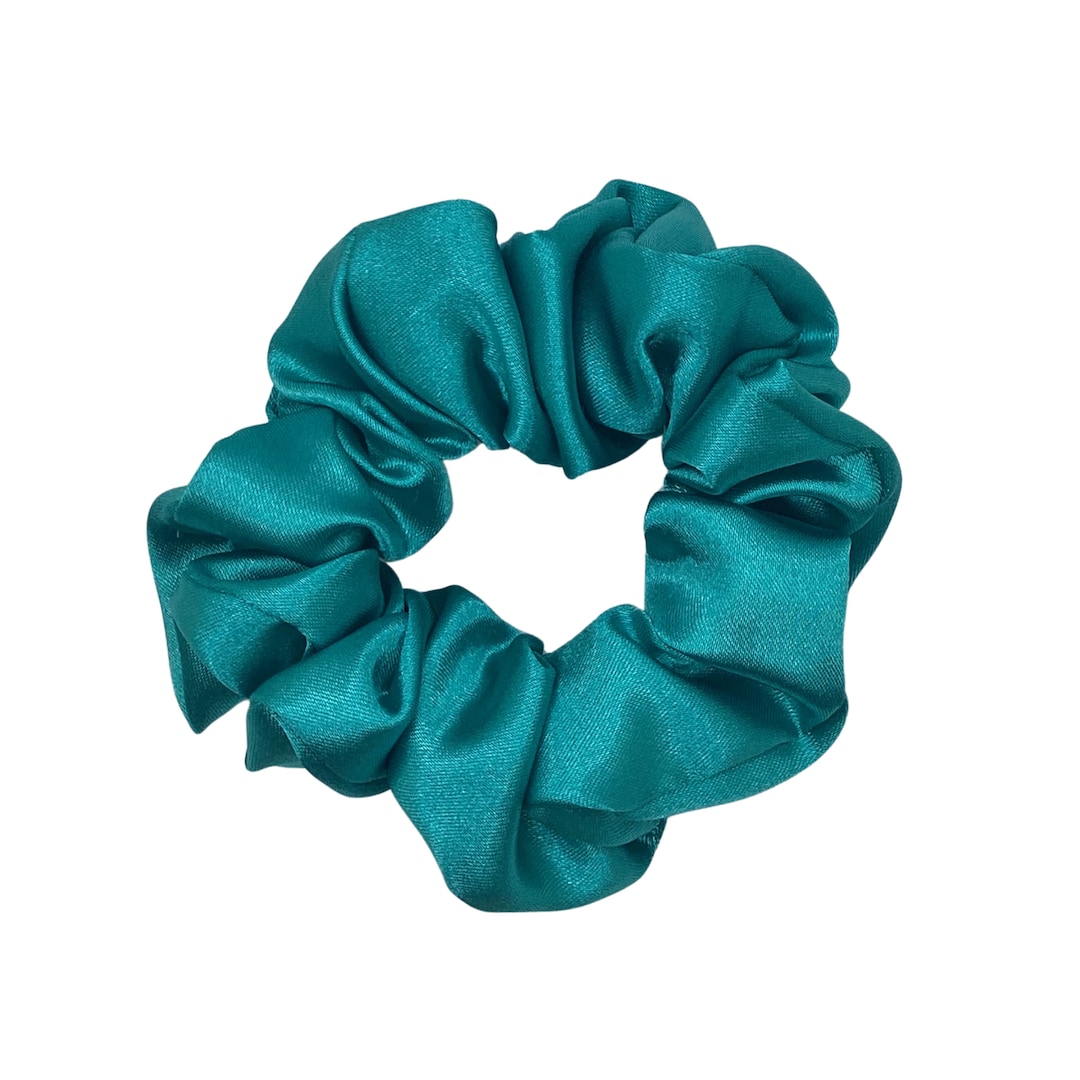 Teal Handmade Scrunchies, Satin Hair Scrunchie, Medium Scrunchie ...