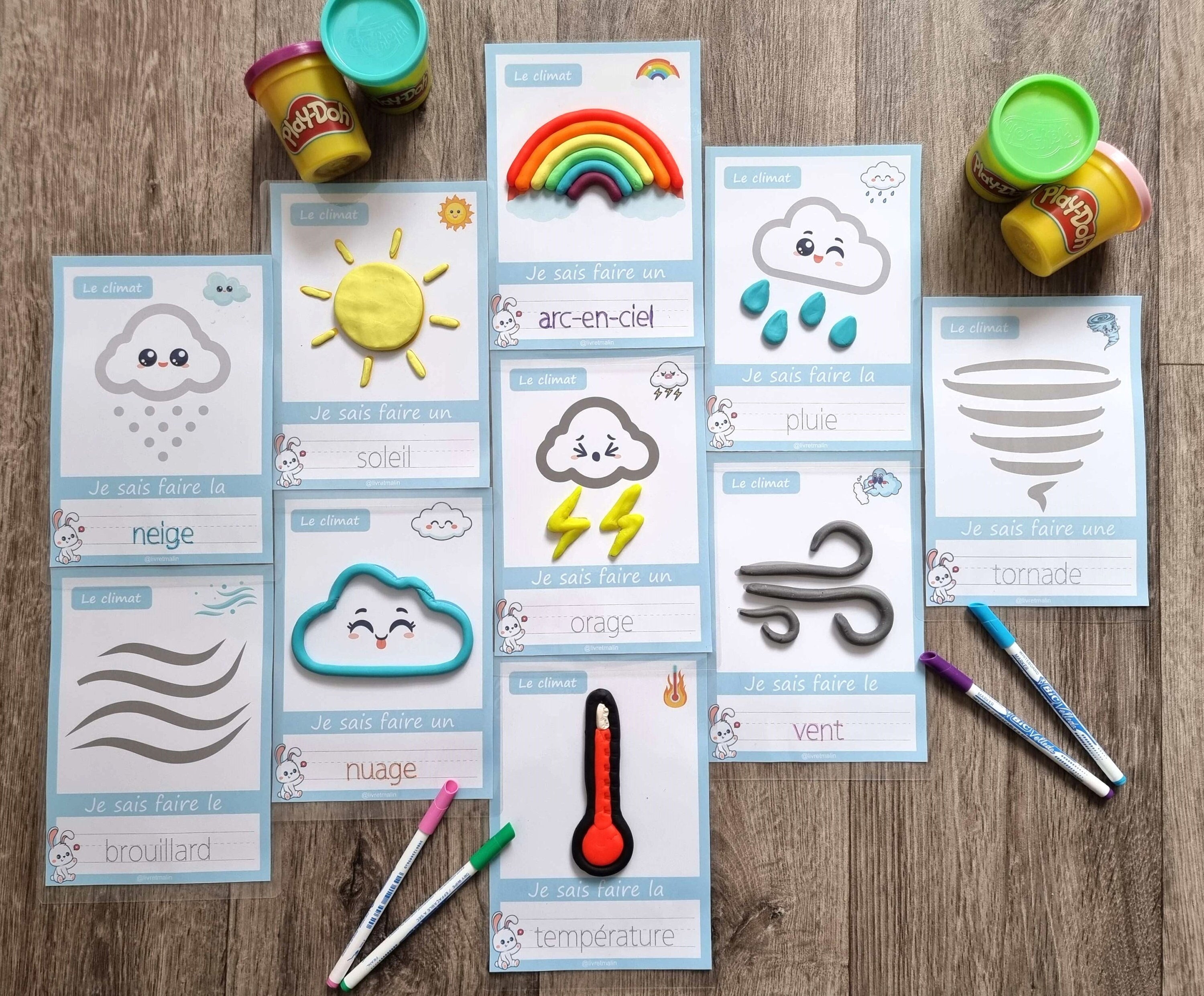 Fiches pâte à modeler sur le thème de la météo pour les enfants ...