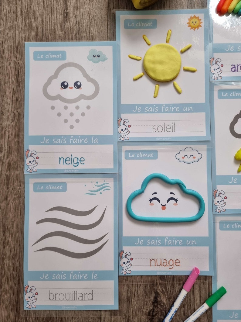Fiches pâte à modeler sur le thème de la météo pour les enfants ...