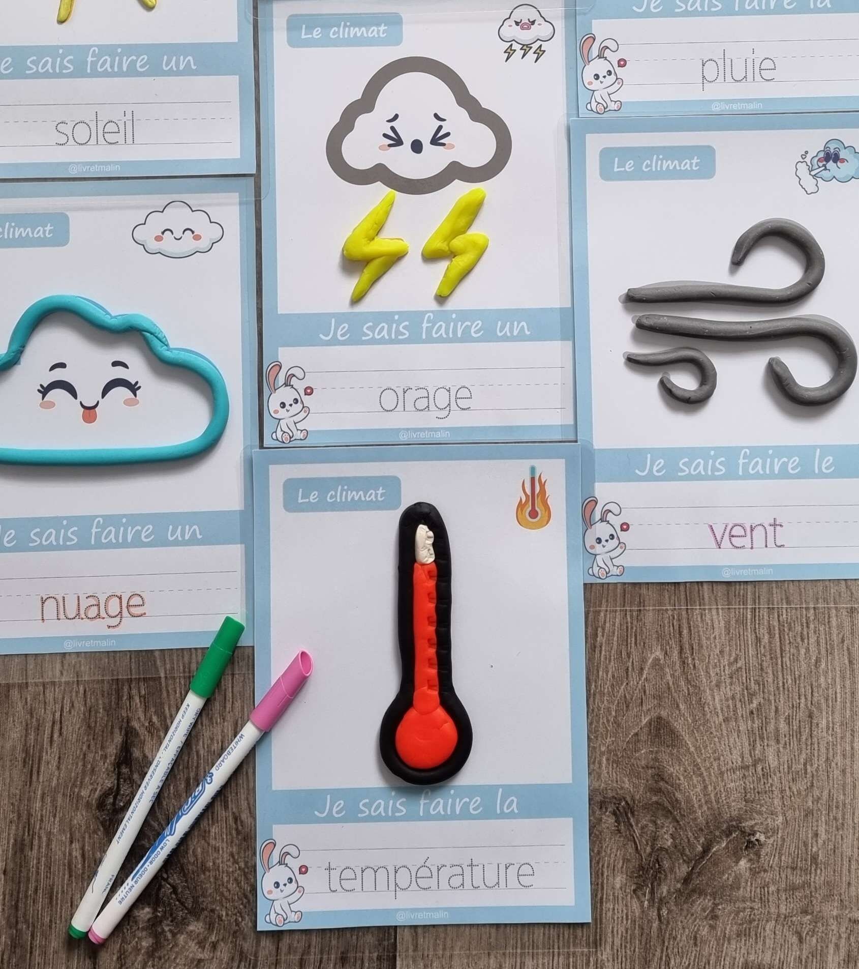 Fiches pâte à modeler sur le thème de la météo pour les enfants ...