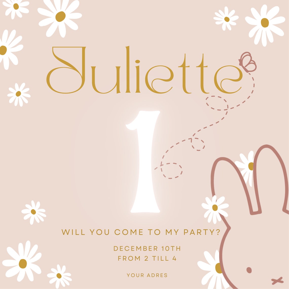 Editable Miffy Birthday Invitation - Etsy Nederland