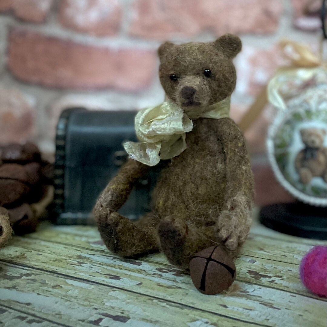Vintage Teddy Bear, Felted Teddy Bear, Felt Animals, Handmade Teddy ...