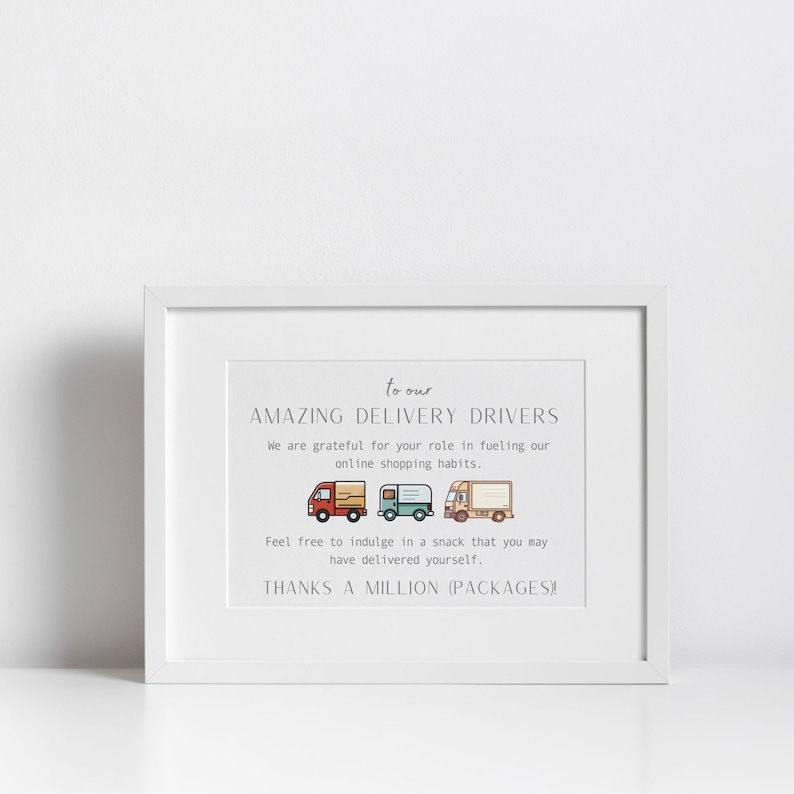 Funny Delivery Driver Thank You Snack Sign - Etsy