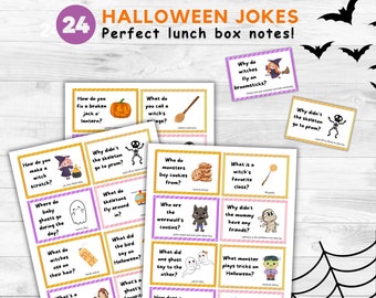 Printable Halloween Joke Cards for Kids: Lunch Box Notes (PDF) - Etsy