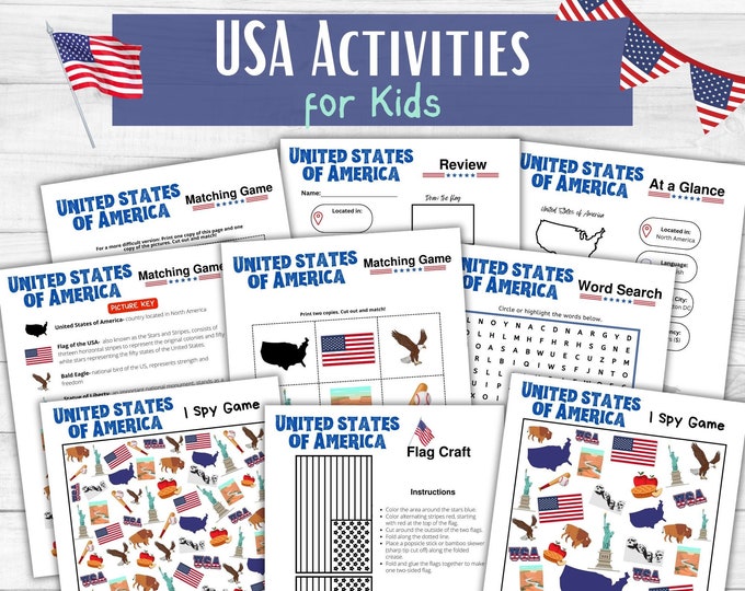USA Activities for Kids- United States of America Printables- American ...