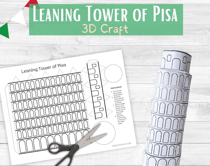 Leaning Tower of Pisa 3D Craft Template- Italy Crafts for Kids- Around ...