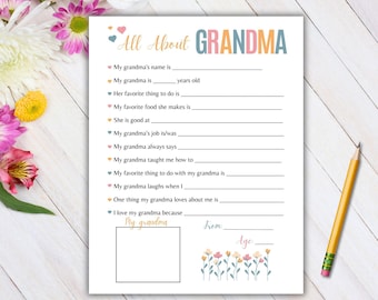 All About Grandpa Printable Questionnaire- Father's Day Gift for ...