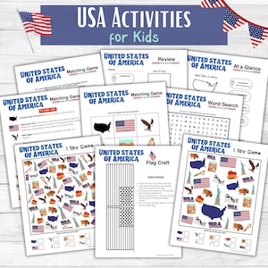 USA Activities for Kids- United States of America Printables- American ...