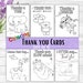 Thank You Coloring Cards- Printable Bundle of 6 Cards- Color Your Own ...