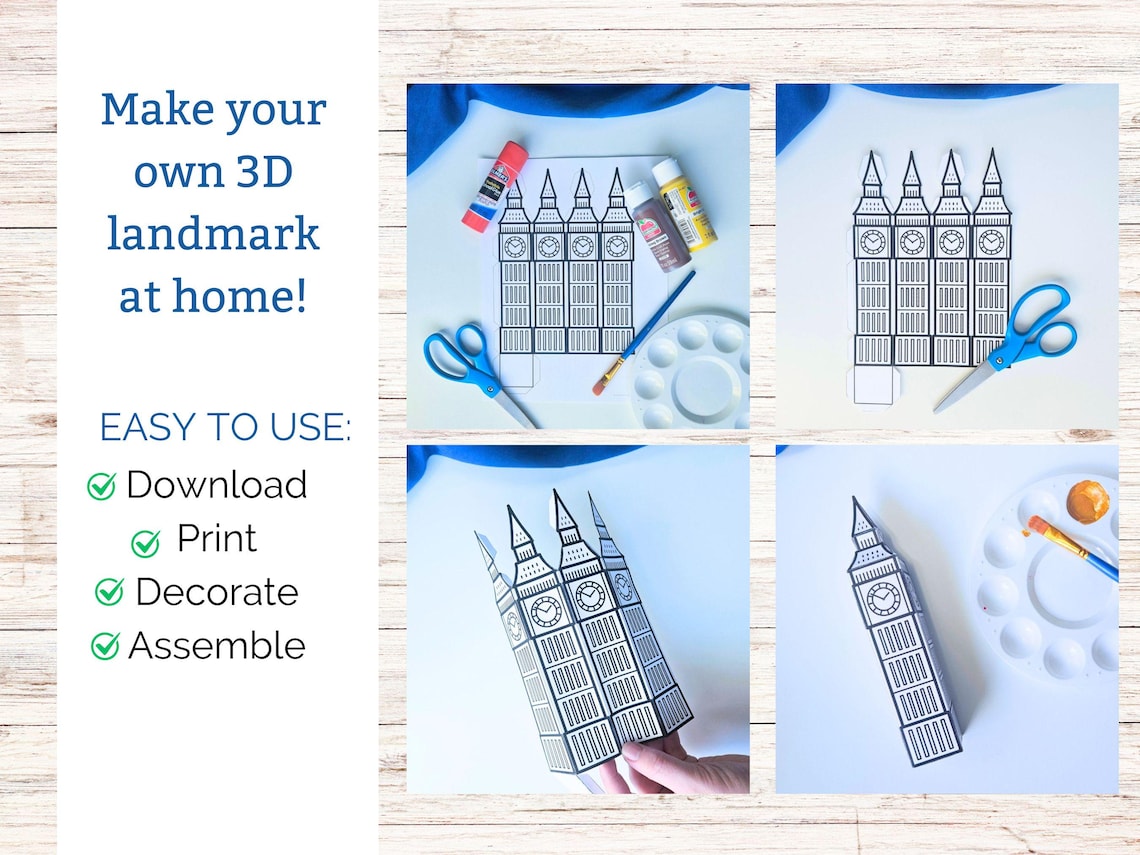 Big Ben 3D Craft- England London UK Crafts for Kids- Around the World ...