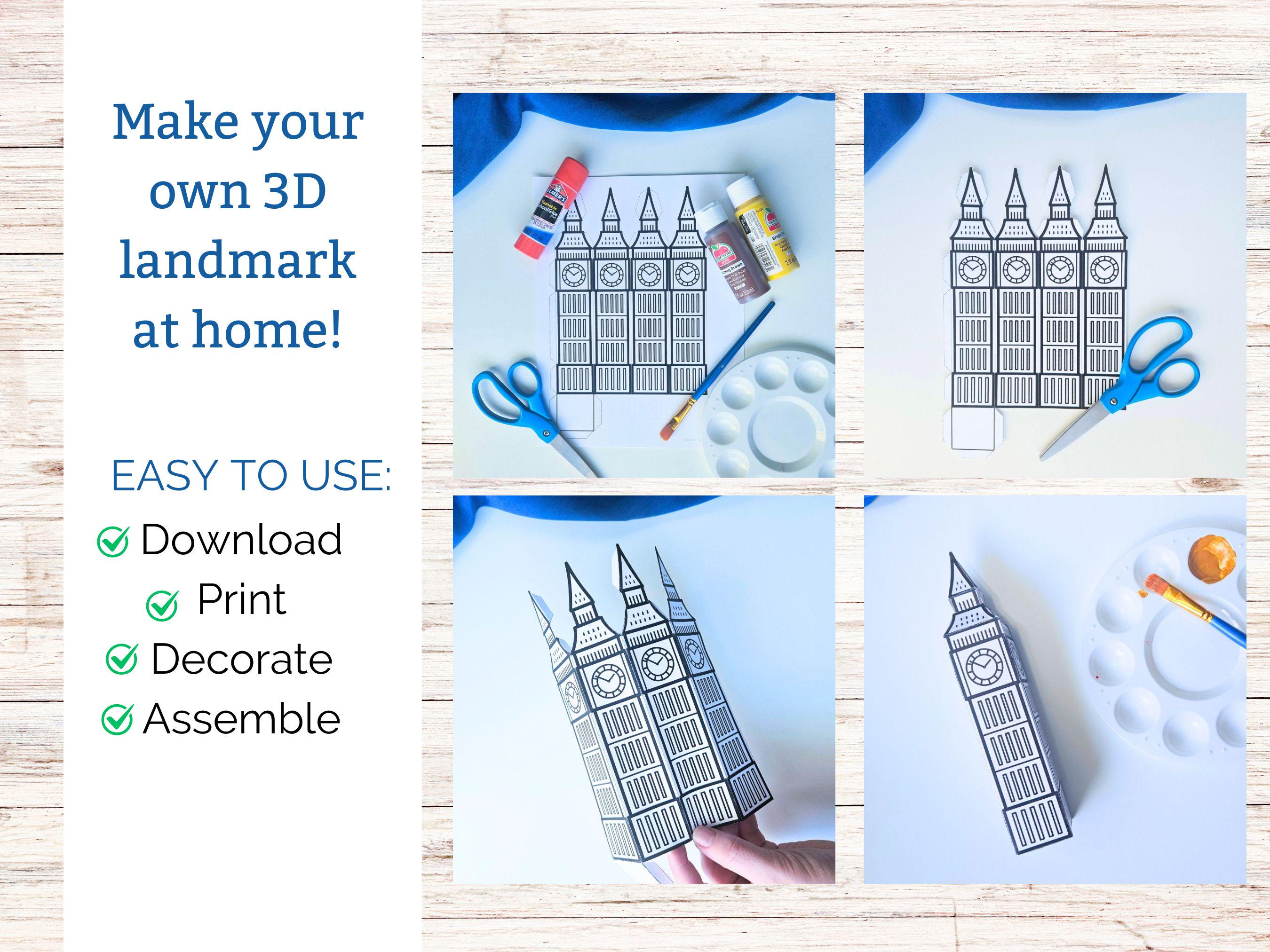 Big Ben 3D Craft- England London UK Crafts for Kids- Around the World ...
