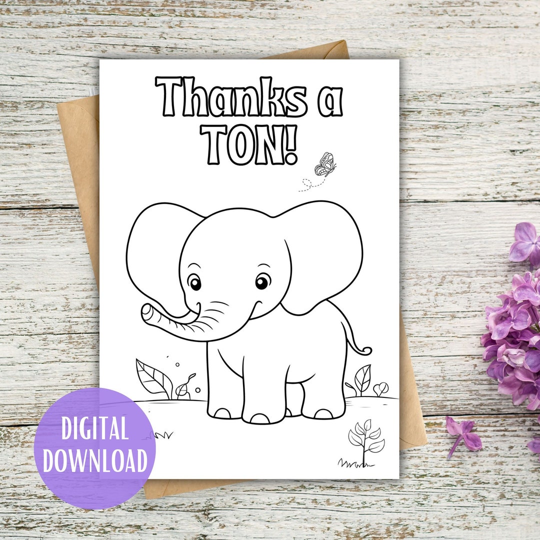 Printable Coloring Thank You Card for Kids, Color Your Own Thank You ...