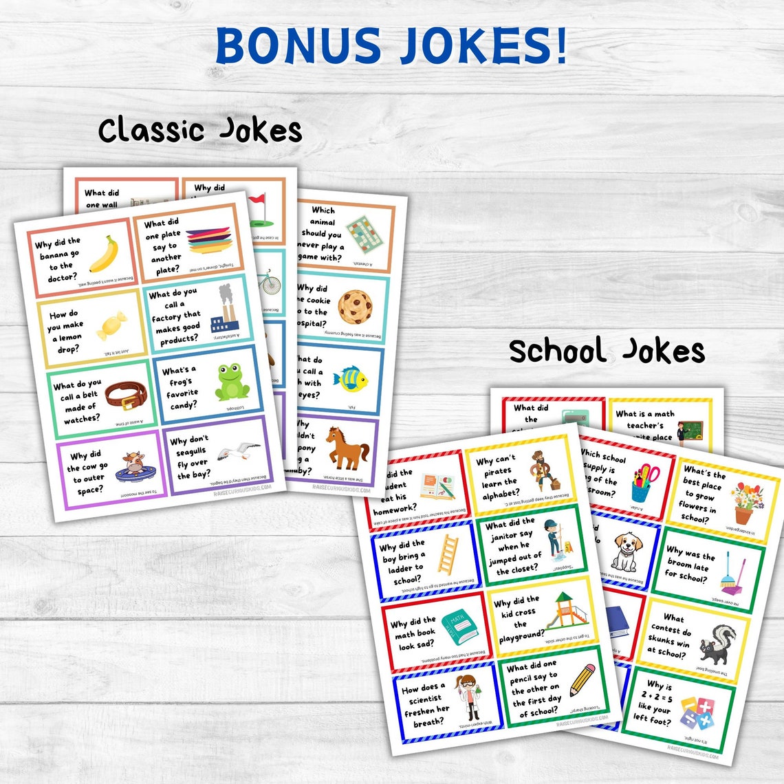 Lunchbox Jokes for Kids- Printable Kids Lunch Box Notes- Joke Cards for ...
