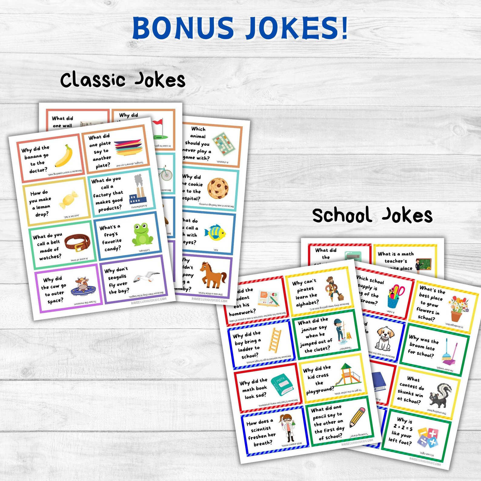 Lunchbox Jokes for Kids- Printable Kids Lunch Box Notes- Joke Cards for ...
