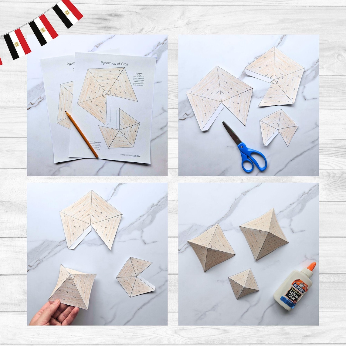 Pyramids of Giza 3D Craft- Egypt Craft for Kids- Around the World ...