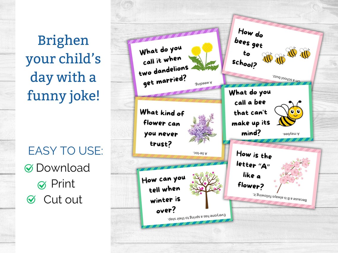 Printable Spring Jokes, Kids Lunchbox Jokes, Lunch Box Notes, Spring ...