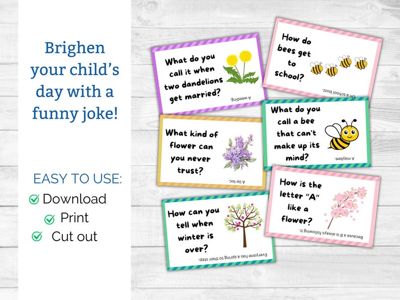 Printable Spring Jokes, Kids Lunchbox Jokes, Lunch Box Notes, Spring ...