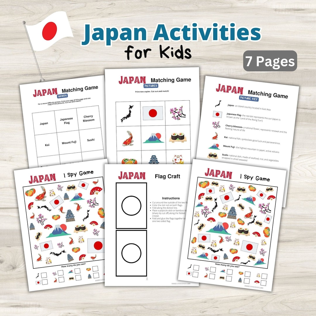 Japan Activity Printables for Kids Japan I Spy Game Japan - Etsy