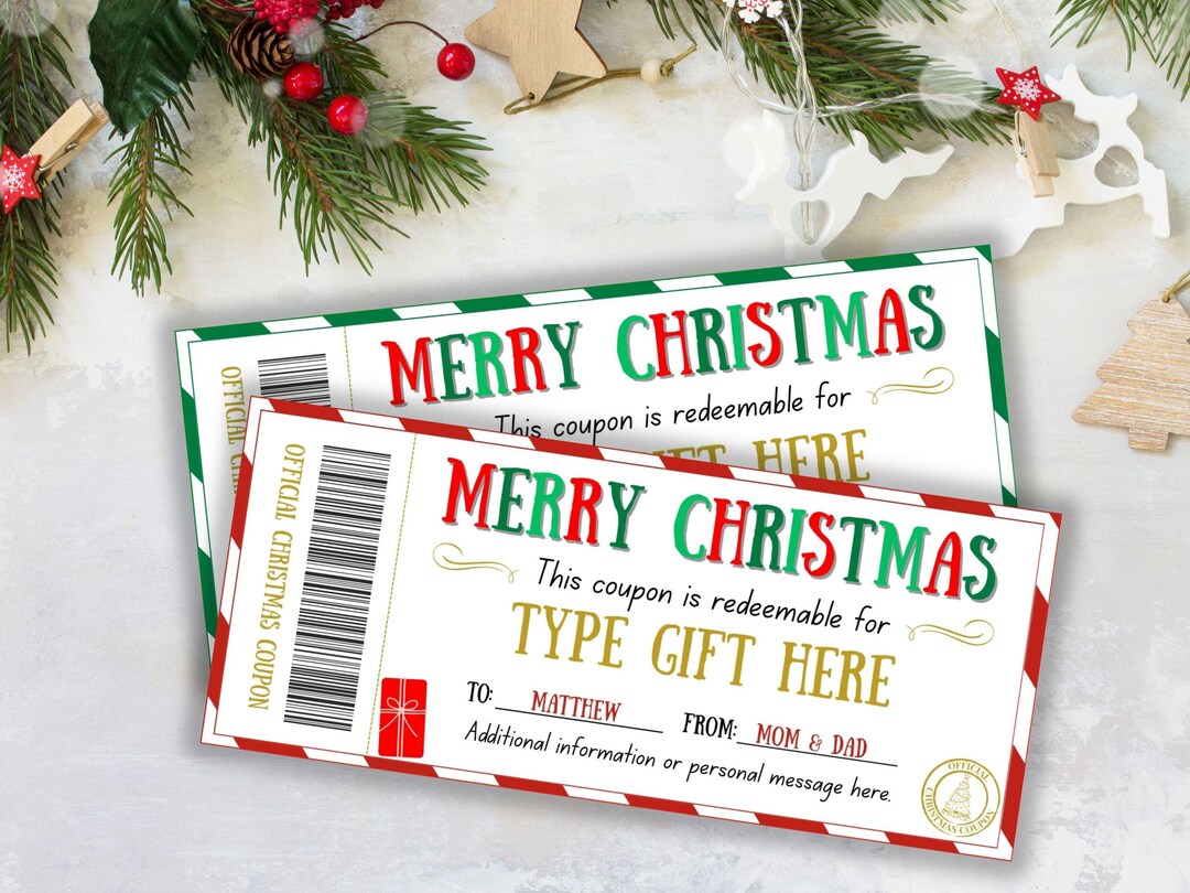 EDITABLE Christmas Coupon Template, Printable Christmas Voucher ...