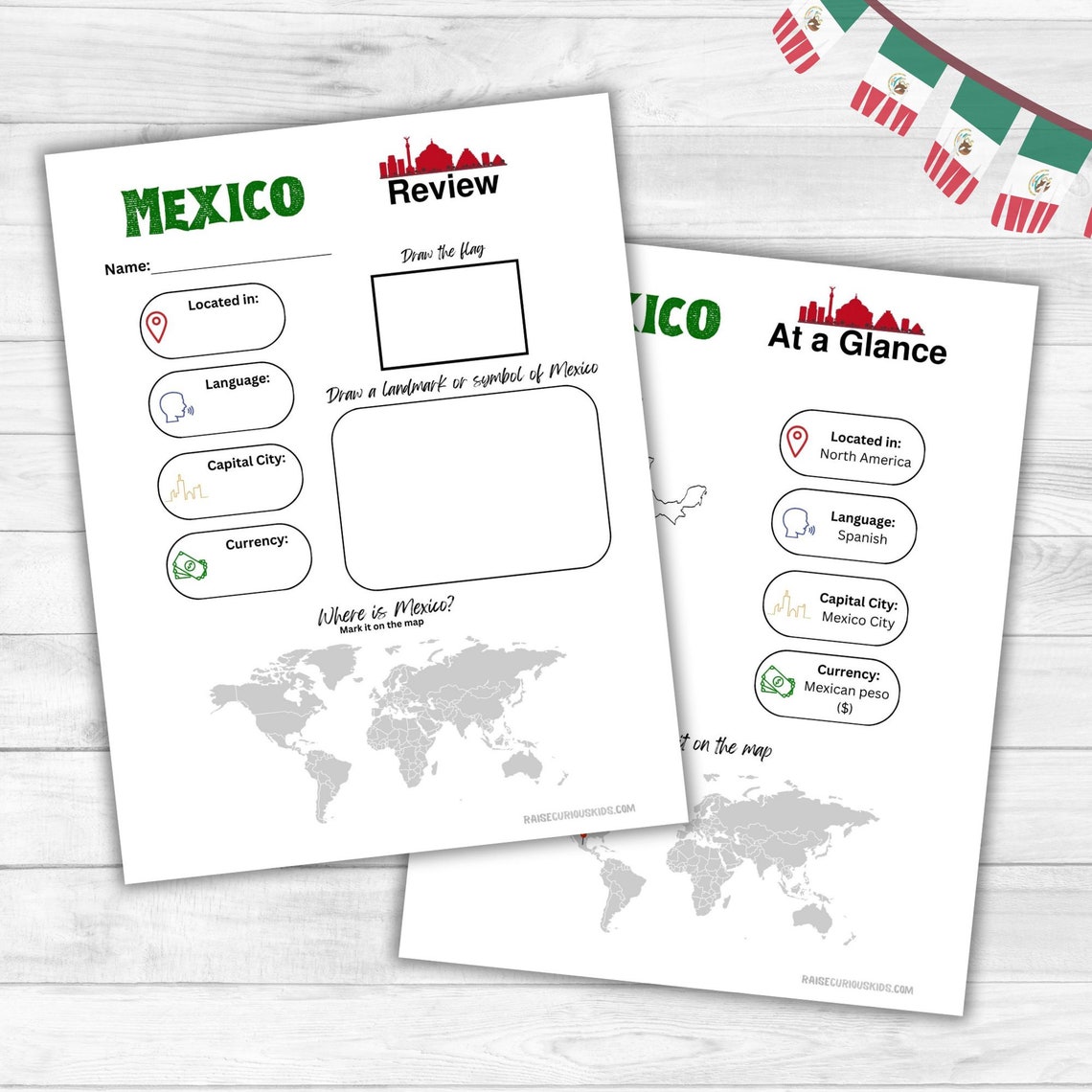 Mexico Activity Printables for Kids, Cultural Around the World Learning ...