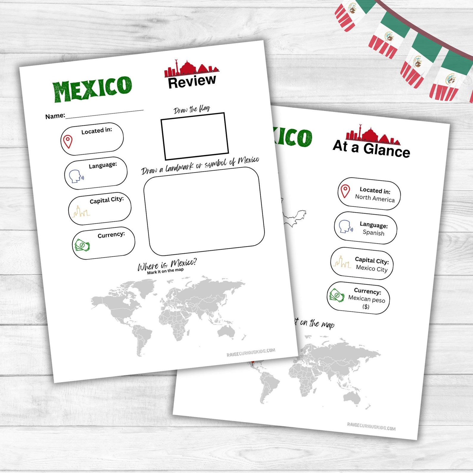 Mexico Activity Printables for Kids, Cultural Around the World Learning ...
