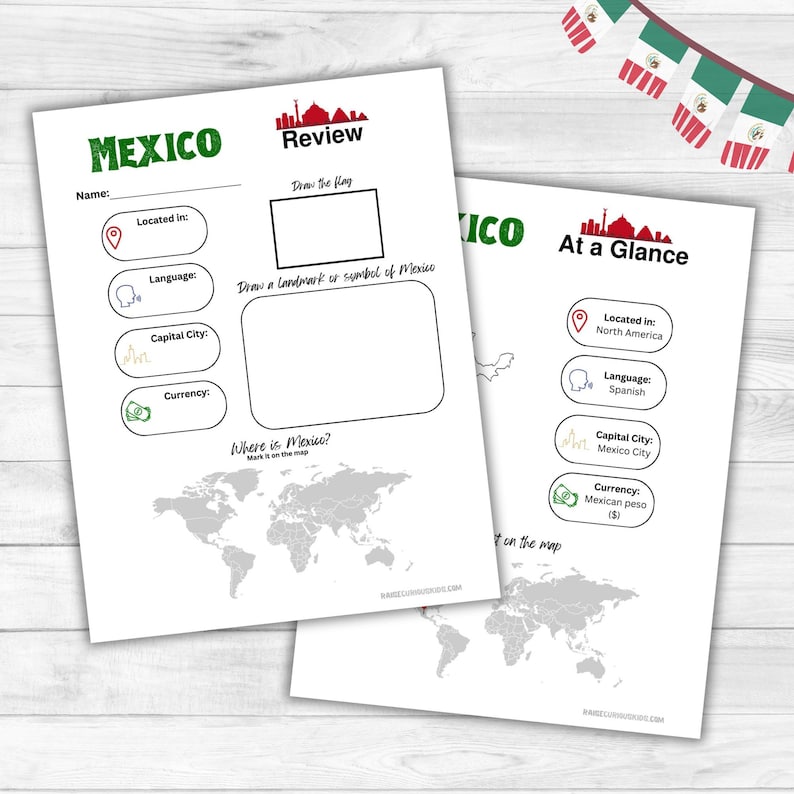 Mexico Activity Printables for Kids, Cultural Around the World Learning ...