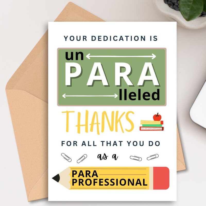 Printable Paraprofessional Thank You Cards - Etsy