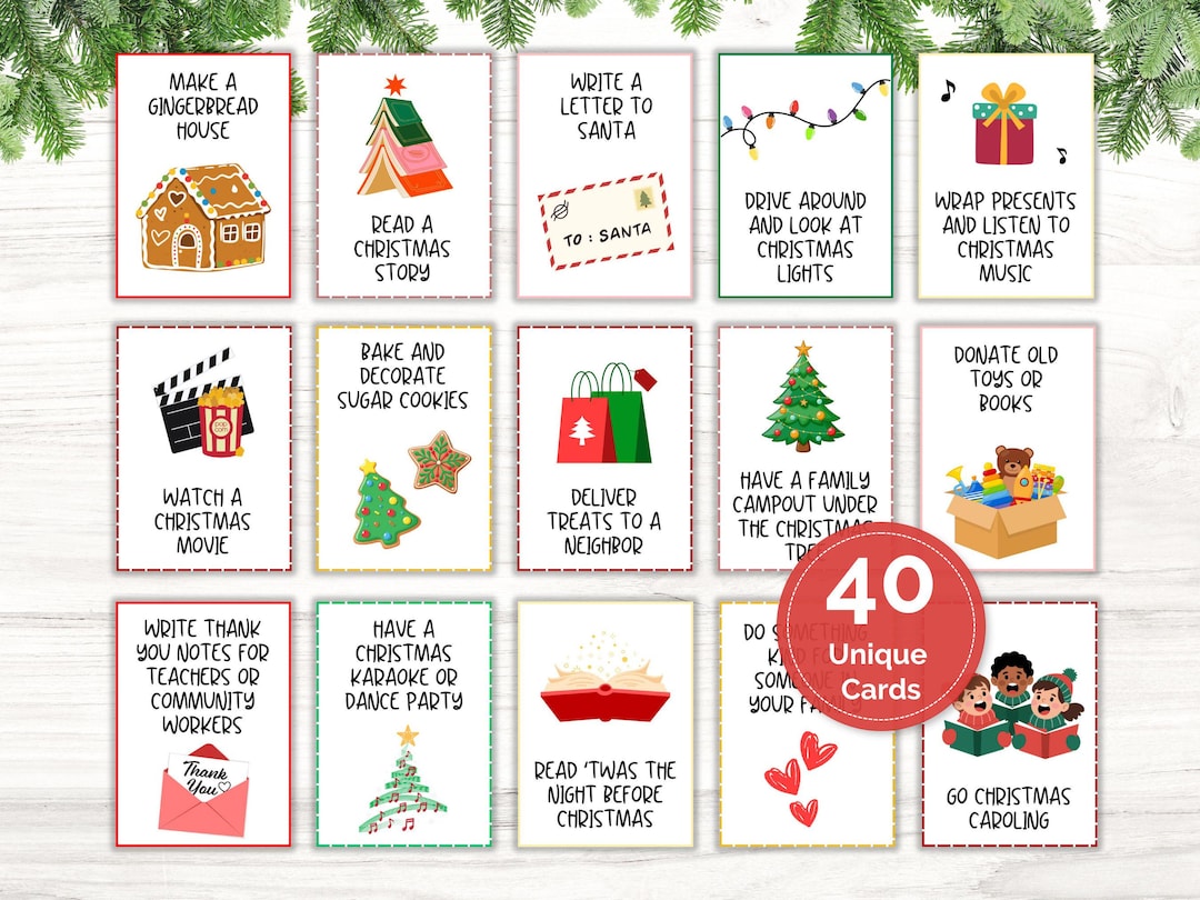 40 Advent Calendar Activity Cards for Kids, Printable Advent Calendar ...