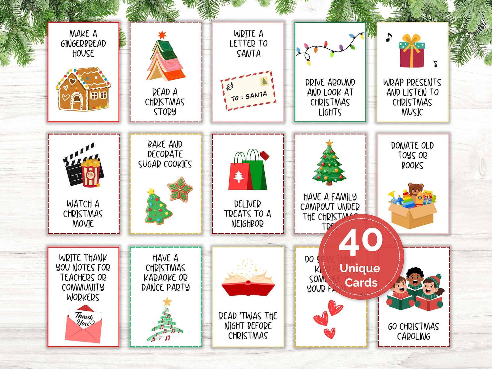 40 Advent Calendar Activity Cards for Kids, Printable Advent Calendar ...