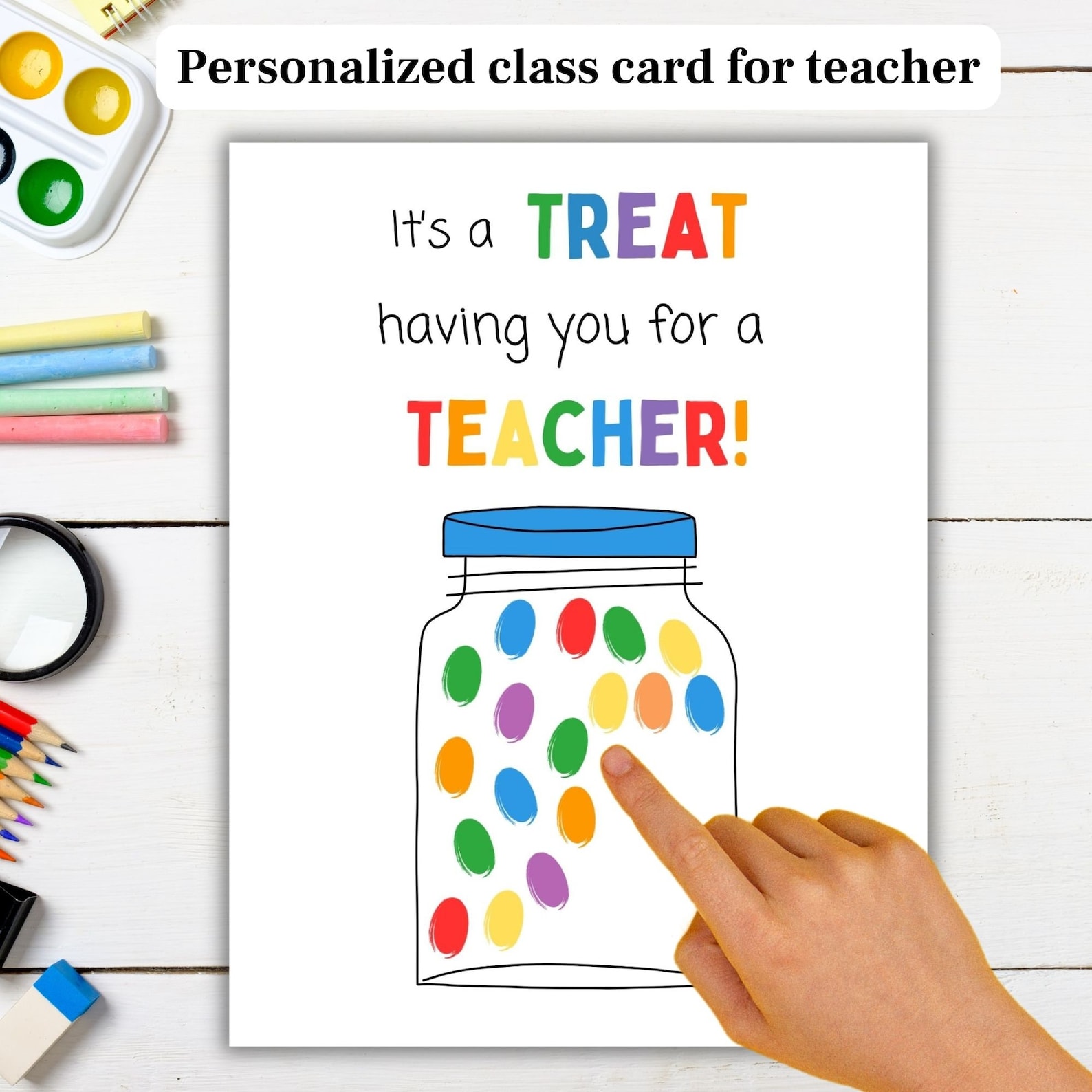 Fingerprint Teacher Appreciation Card From Students End of Year Teacher ...