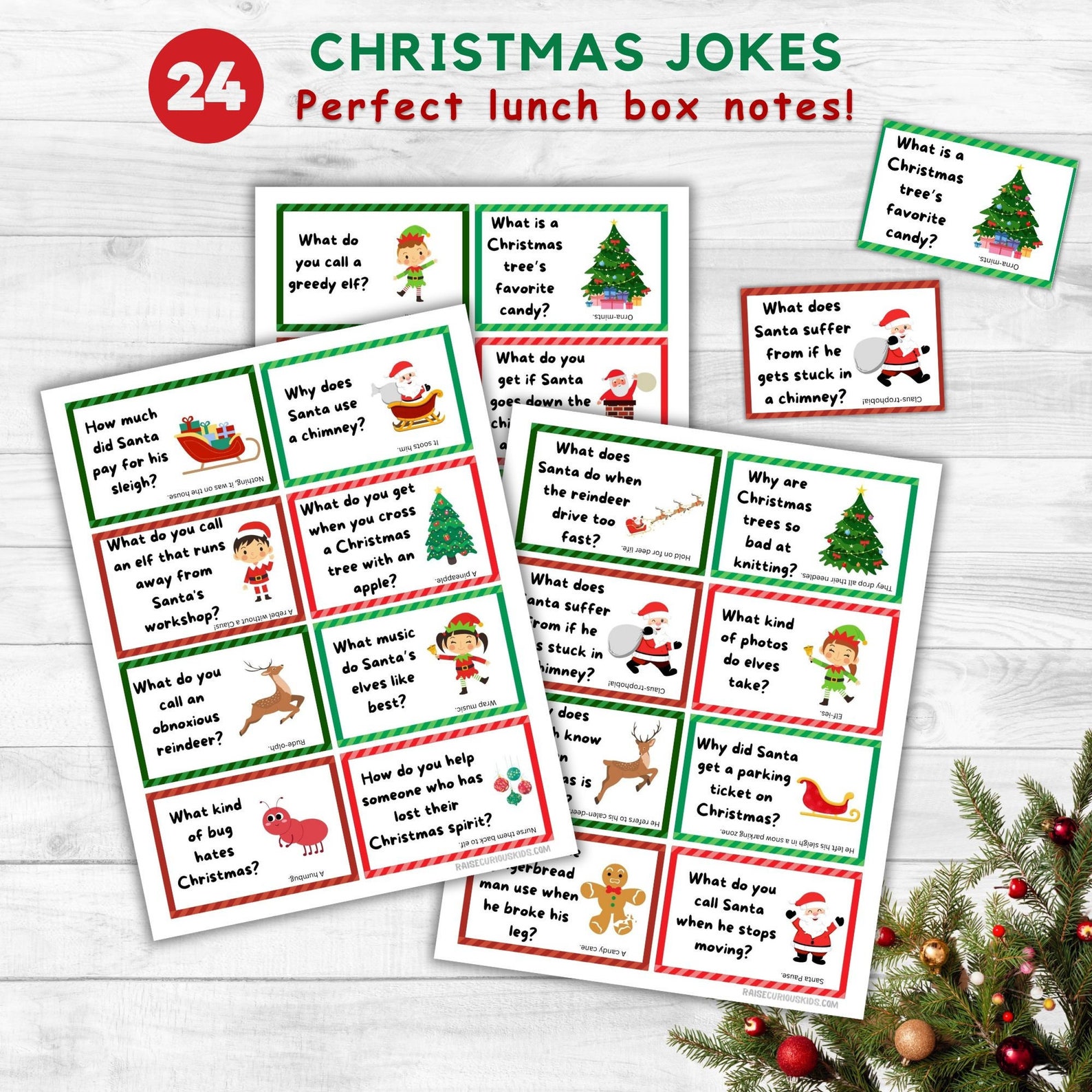 Christmas Jokes for Kids- Christmas Lunchbox Notes- Joke Card ...