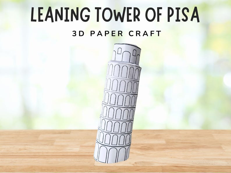 Leaning Tower of Pisa 3D Craft Template- Italy Crafts for Kids- Around ...