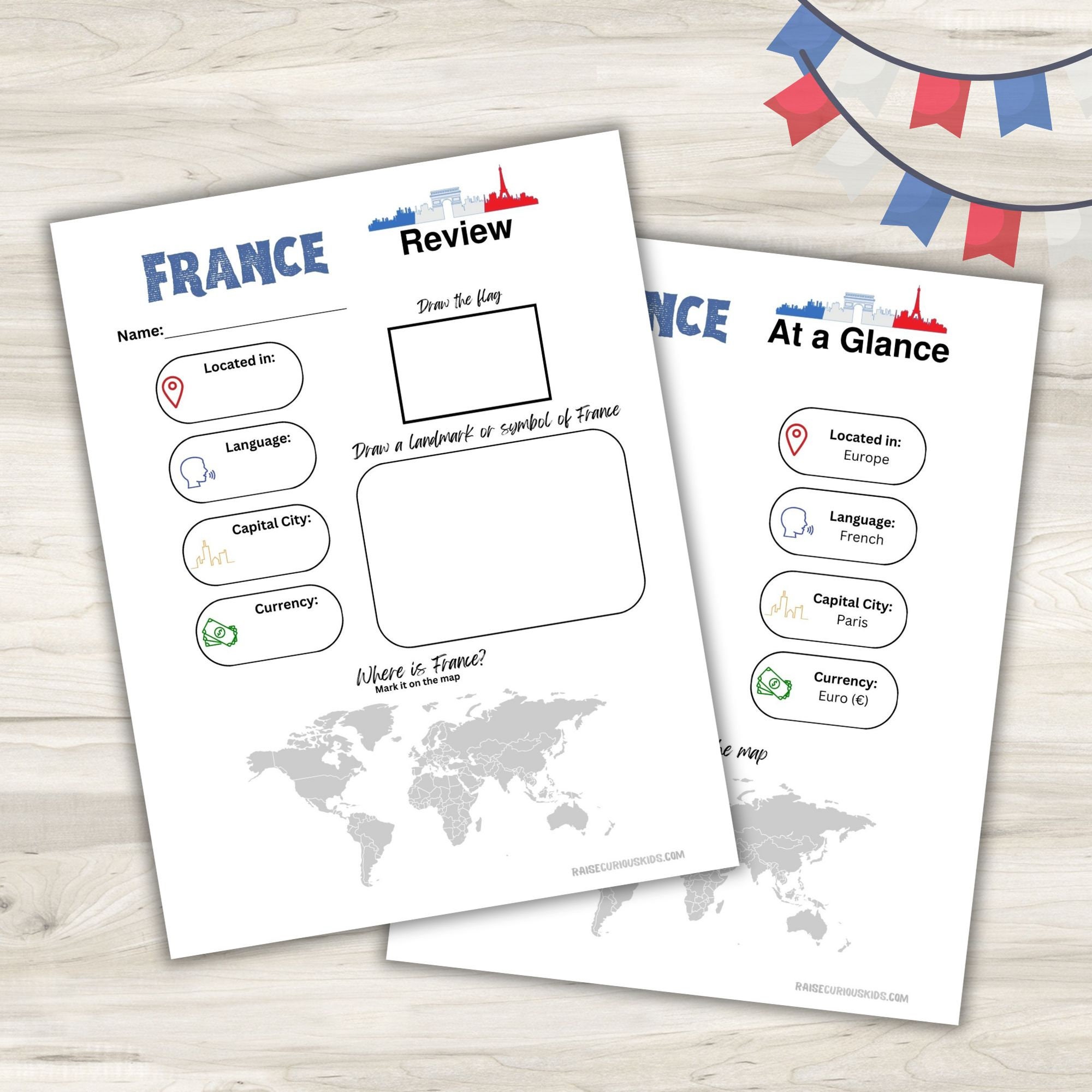 France Activity Printables for Kids France I Spy Game, France Matching ...
