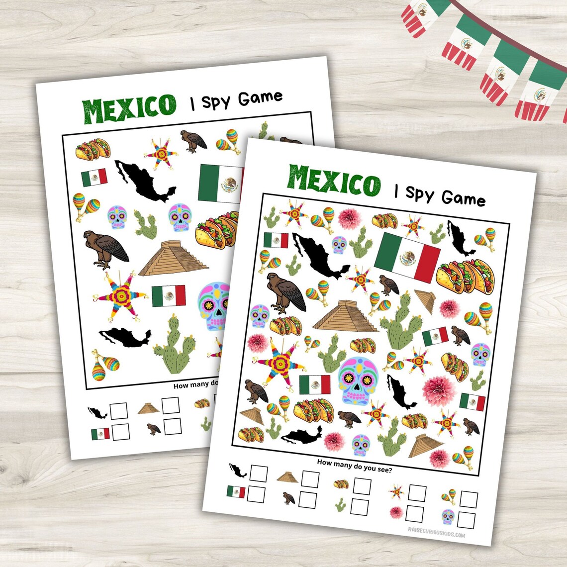 Mexico Activity Printables for Kids Mexico I Spy Game, Mexico Matching ...