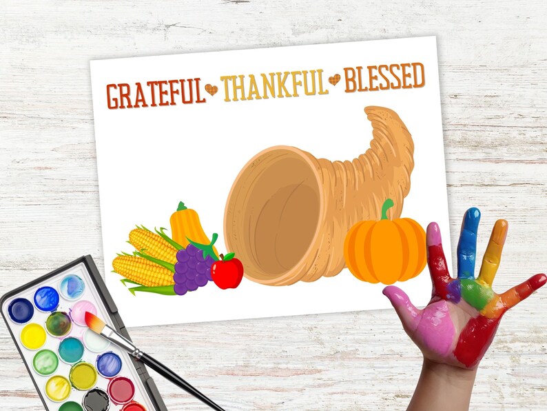 Thanksgiving Cornucopia Handprint Craft, Fall Handprint Art, Autumn ...