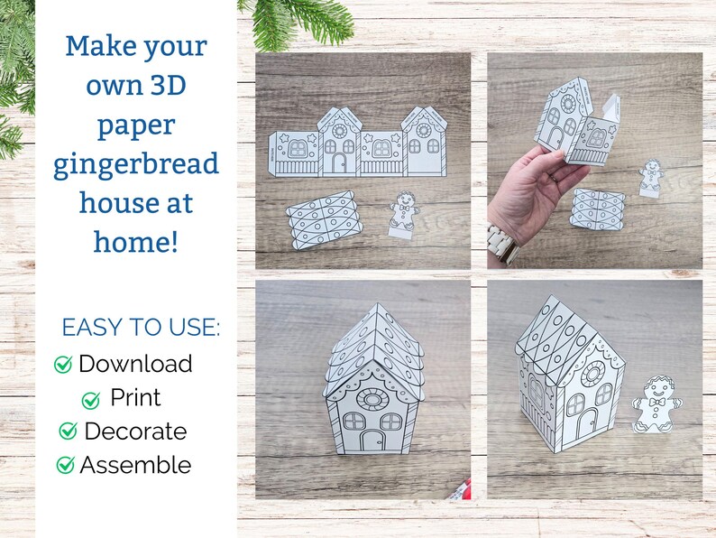 Gingerbread House 3D Craft for Kids, Christmas Coloring Craft ...