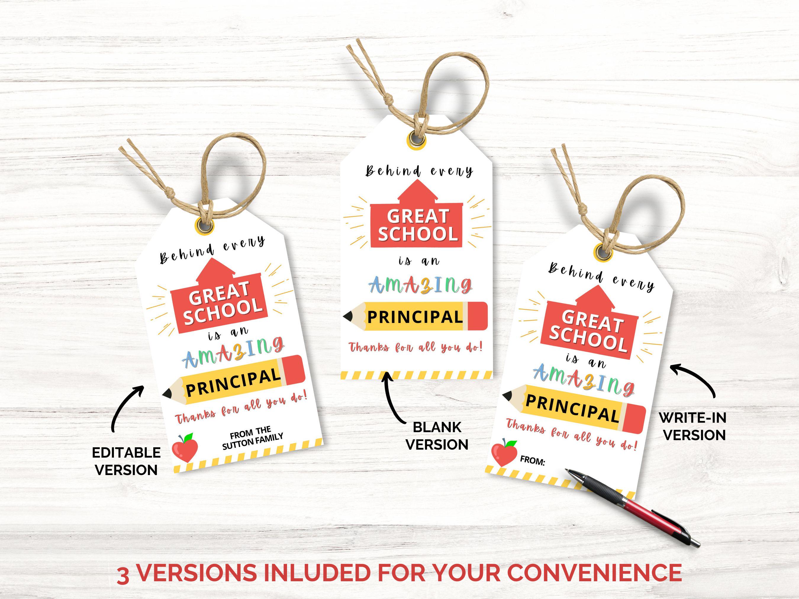 Principal Appreciation Tag, Editable Principal Thank You Tag, End of ...
