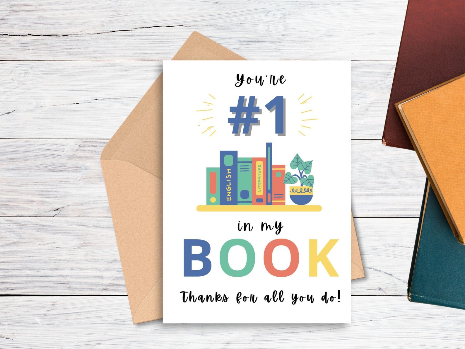 Librarian Appreciation Card, 5"x7" School Librarian Printable Thank You ...