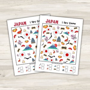 Japan Activity Printables for Kids Japan I Spy Game, Japan Matching ...
