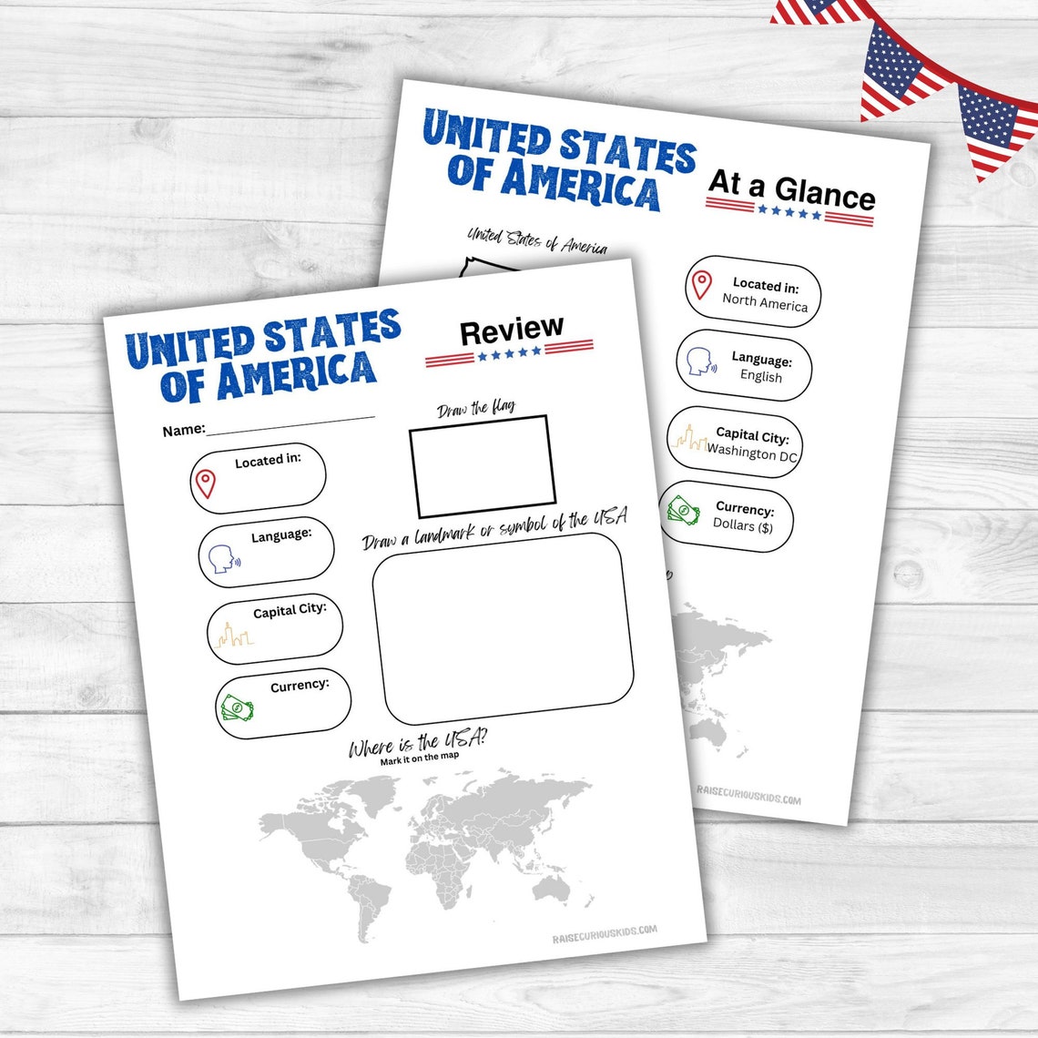 USA Activities for Kids- United States of America Printables- American ...