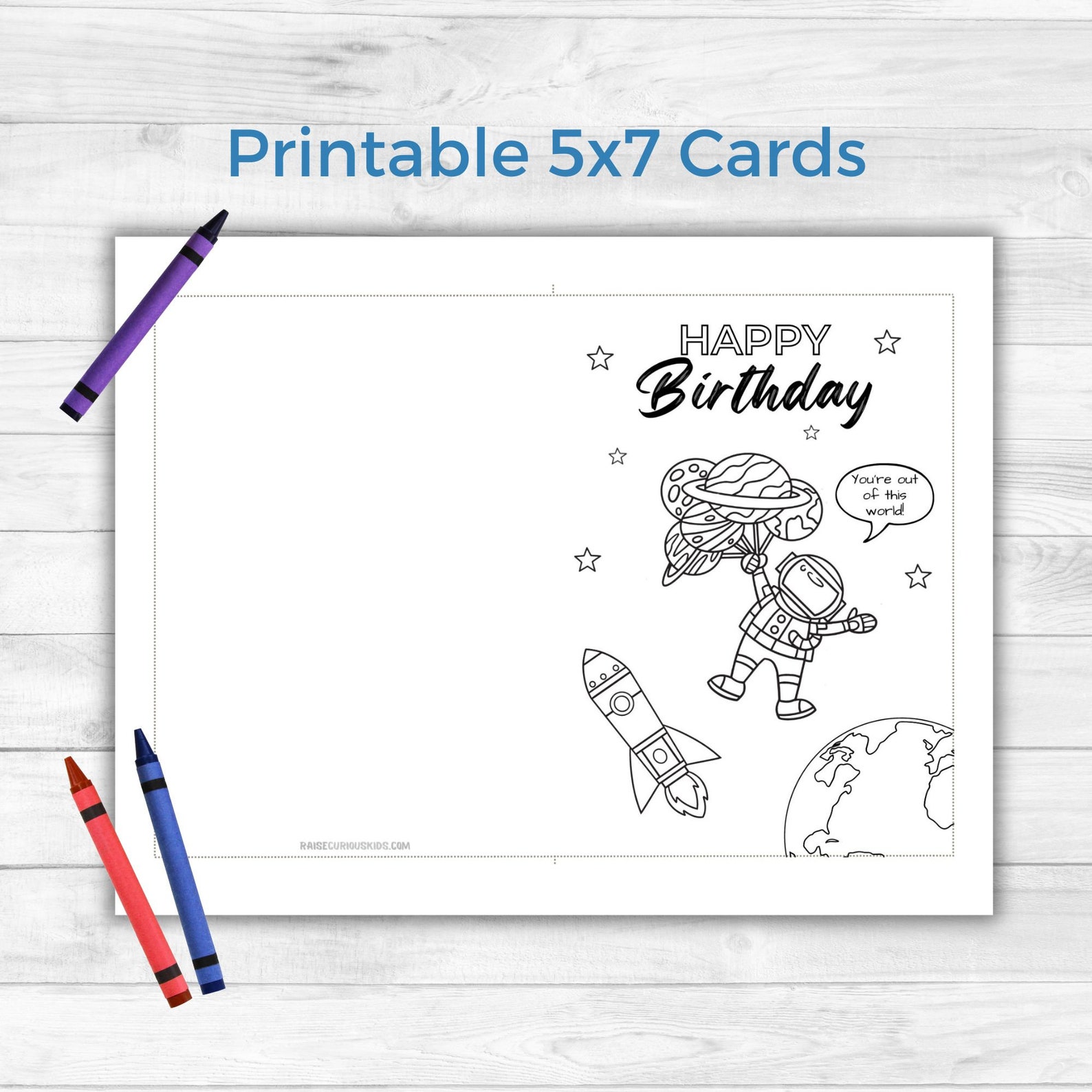 Happy Birthday Coloring Kids Card, Printable Bundle of 6, Color Your ...