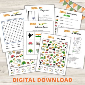 India Activity Printables for Kids India I Spy Game, India Matching ...